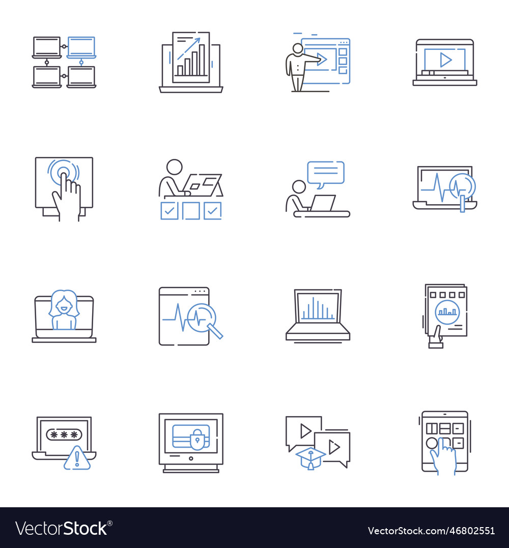 Compact computer line icons collection miniature Vector Image