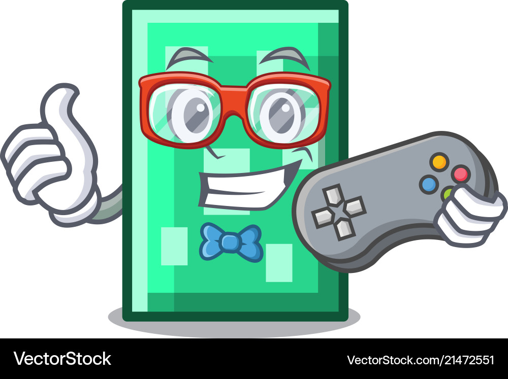 Gamer rectangle mascot cartoon style Royalty Free Vector