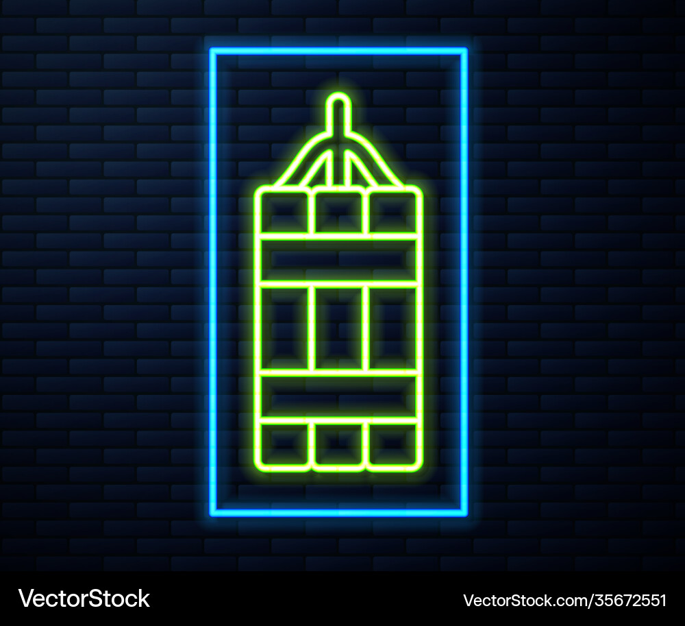 Glowing neon line detonate dynamite bomb stick Vector Image