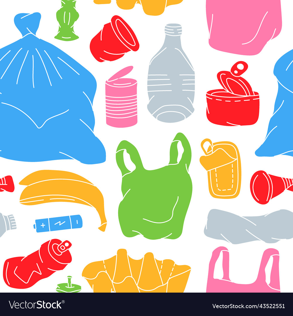 Hand drawn garbage pattern unsorted trash Vector Image