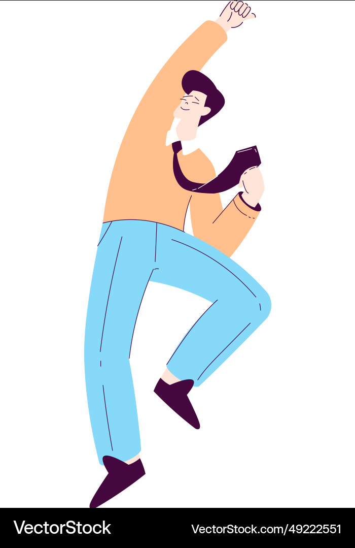 Happy man character office worker rejoicing Vector Image