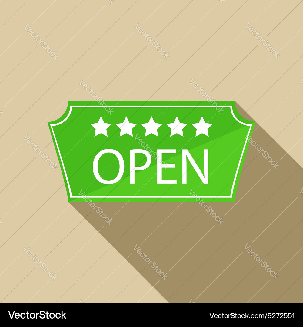 Hotel open sign icon in flat style Royalty Free Vector Image