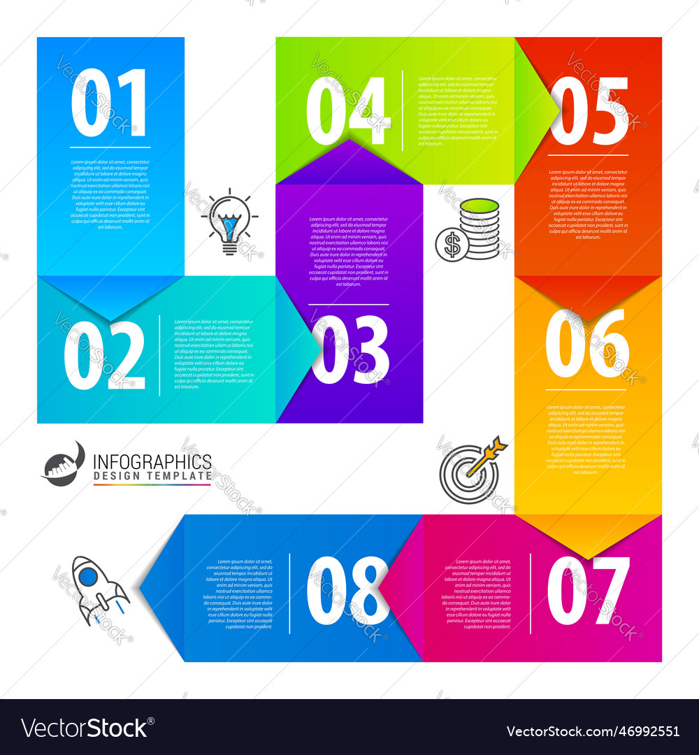 Infographic design template with 8 steps Vector Image