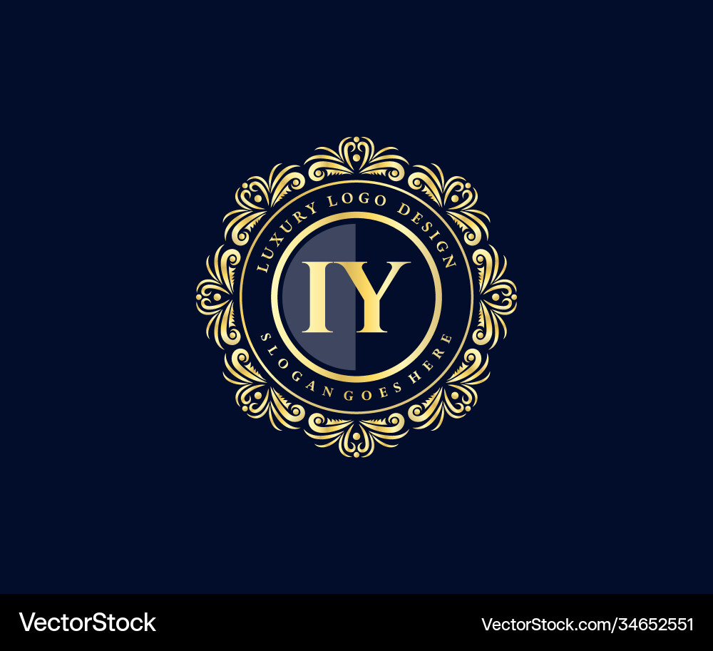 Iy initial letter gold calligraphic feminine Vector Image
