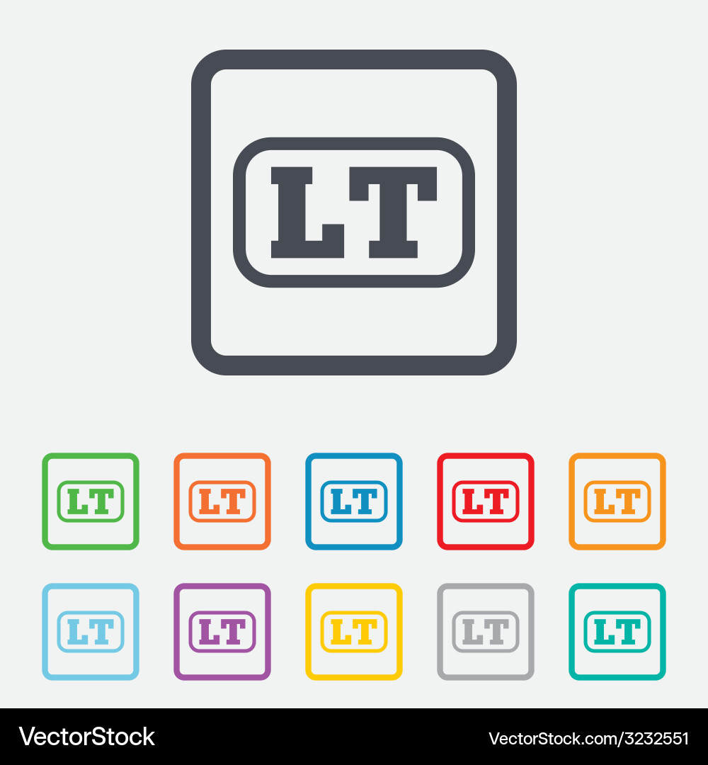 Lithuanian language sign icon lt translation Vector Image