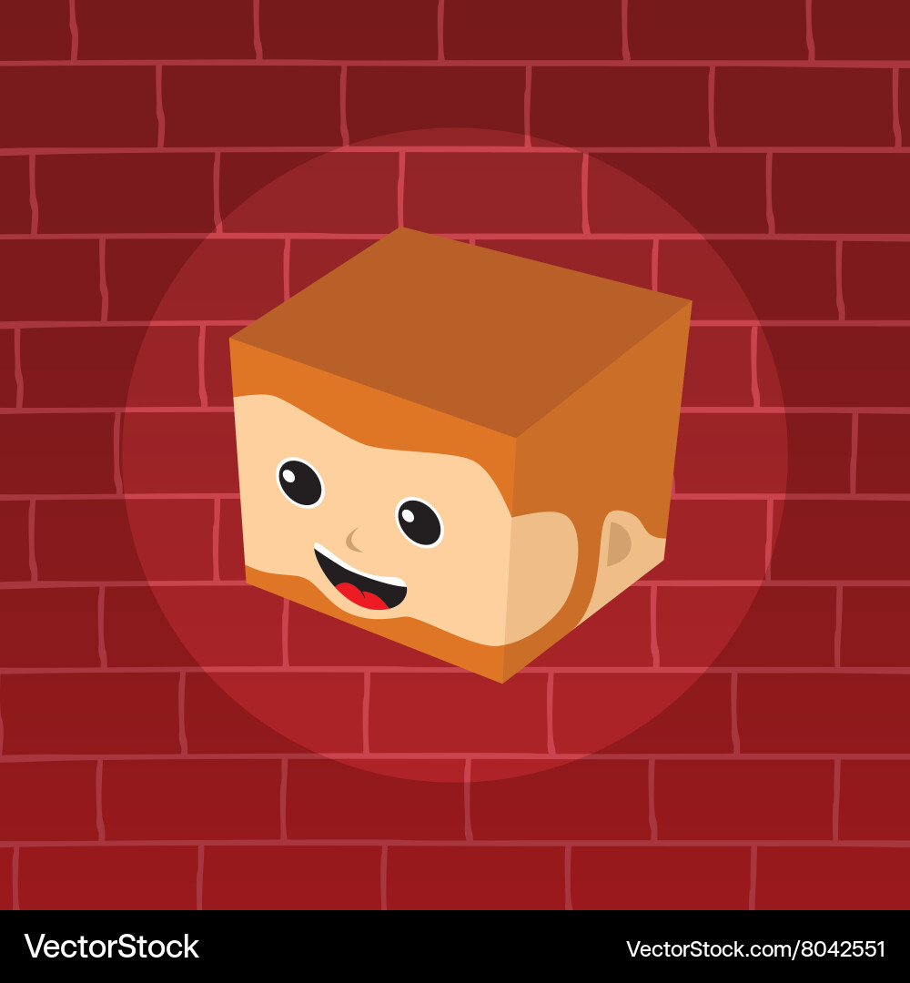Male isometric block cartoon head Royalty Free Vector Image