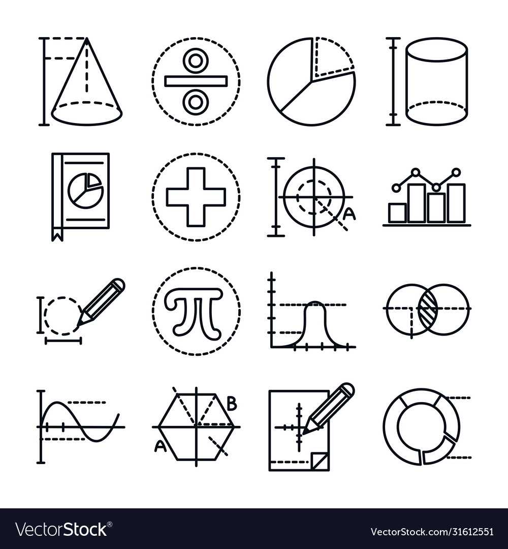 Math education school science icons collection Vector Image