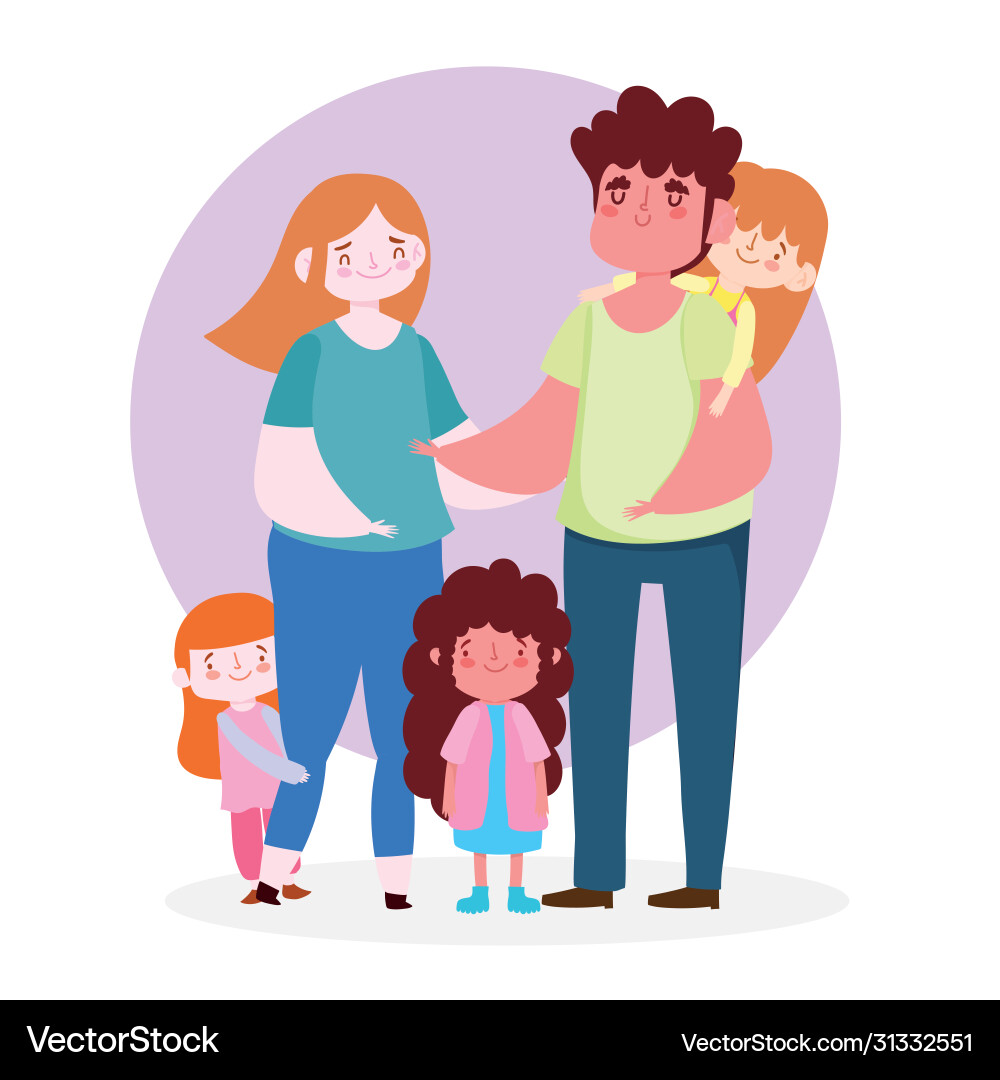 Mother father and daughters design Royalty Free Vector Image