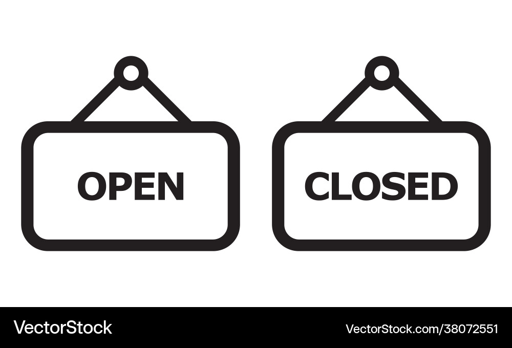 Open and closed sign in flat design style Vector Image