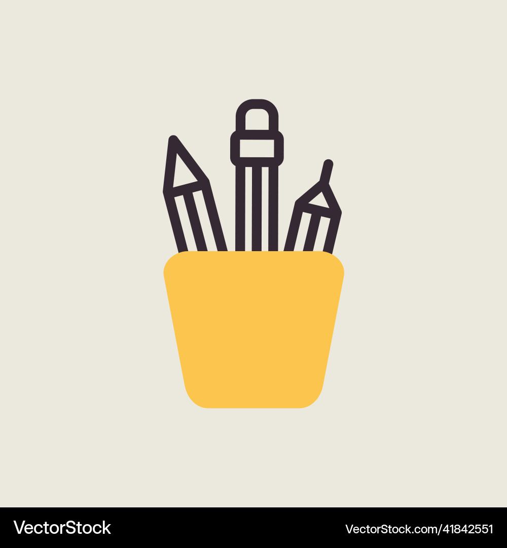 Pencil stand outline isolated icon workspace Vector Image
