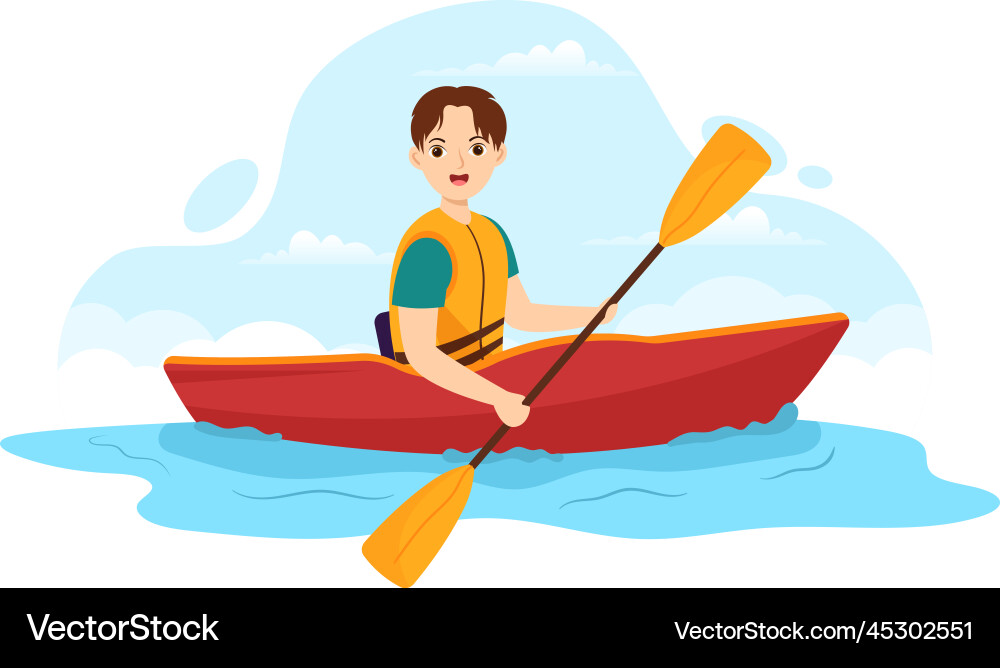 People enjoying rowing with canoe and sailing Vector Image