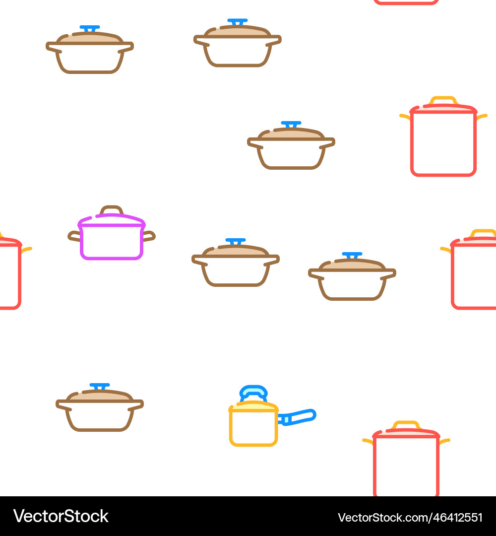 Pot kitchen food pan cooking seamless Royalty Free Vector