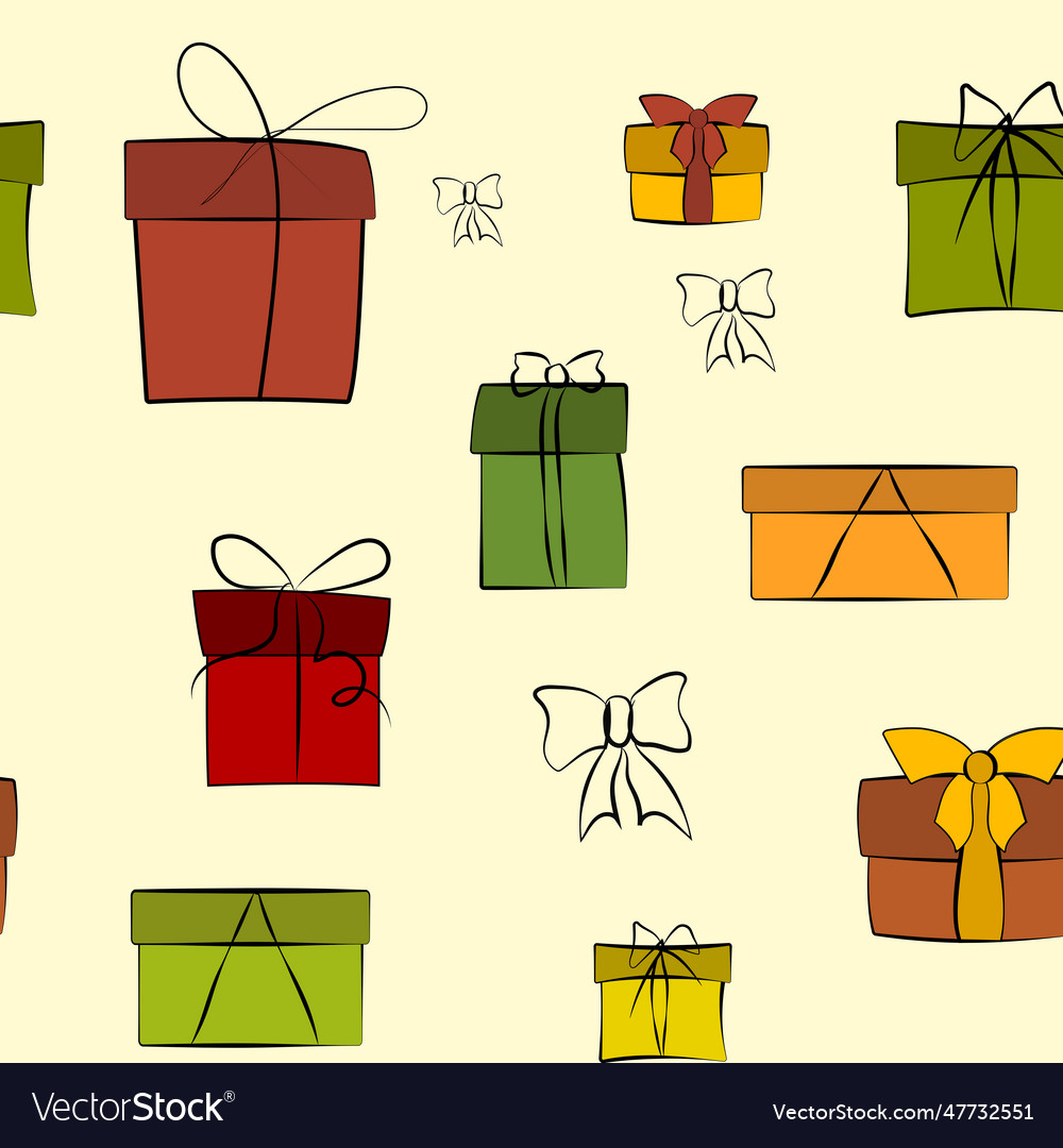 Seamless pattern gift boxes icon Royalty Free Vector Image
