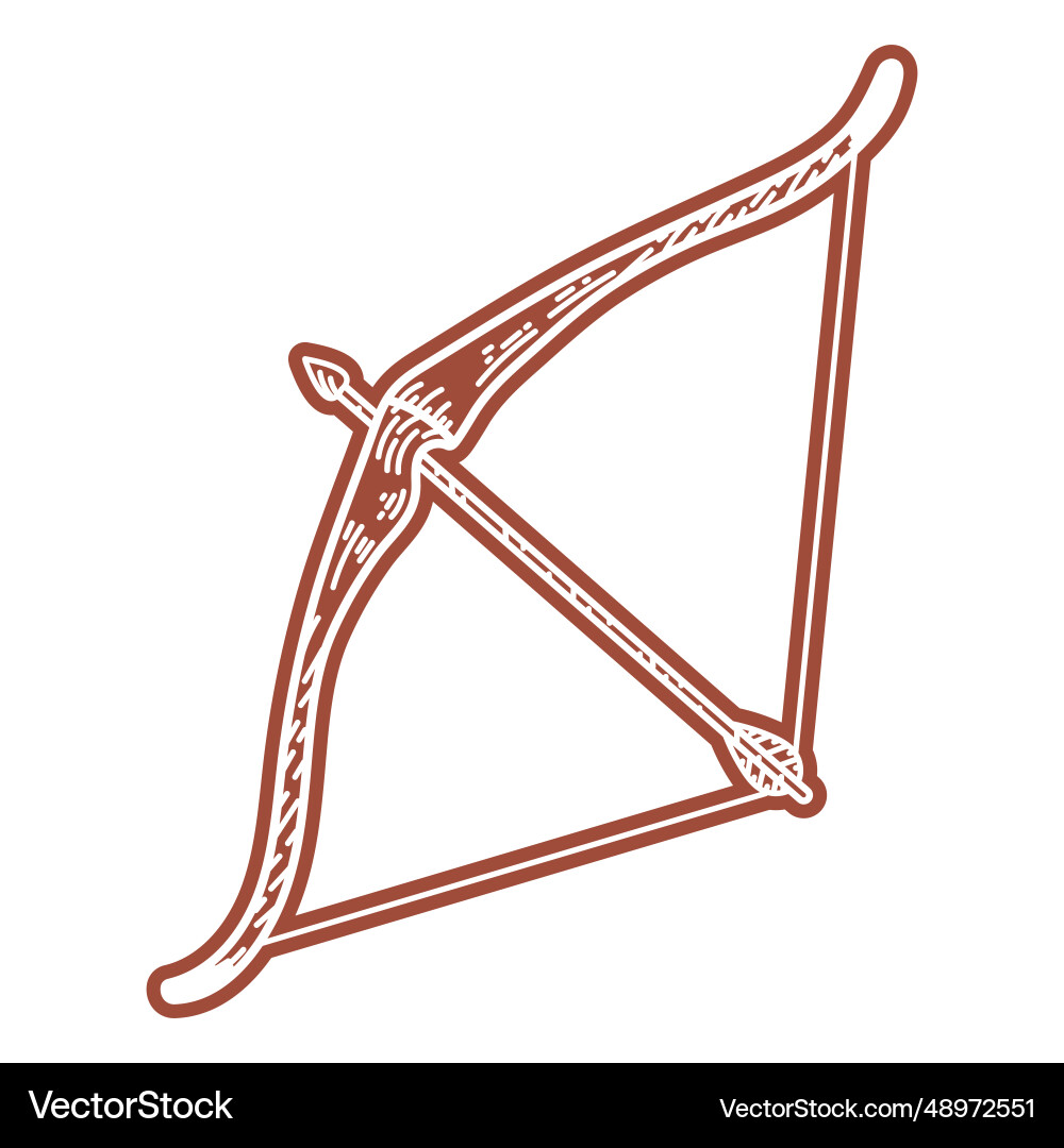 Short bow and arrow cut out Royalty Free Vector Image