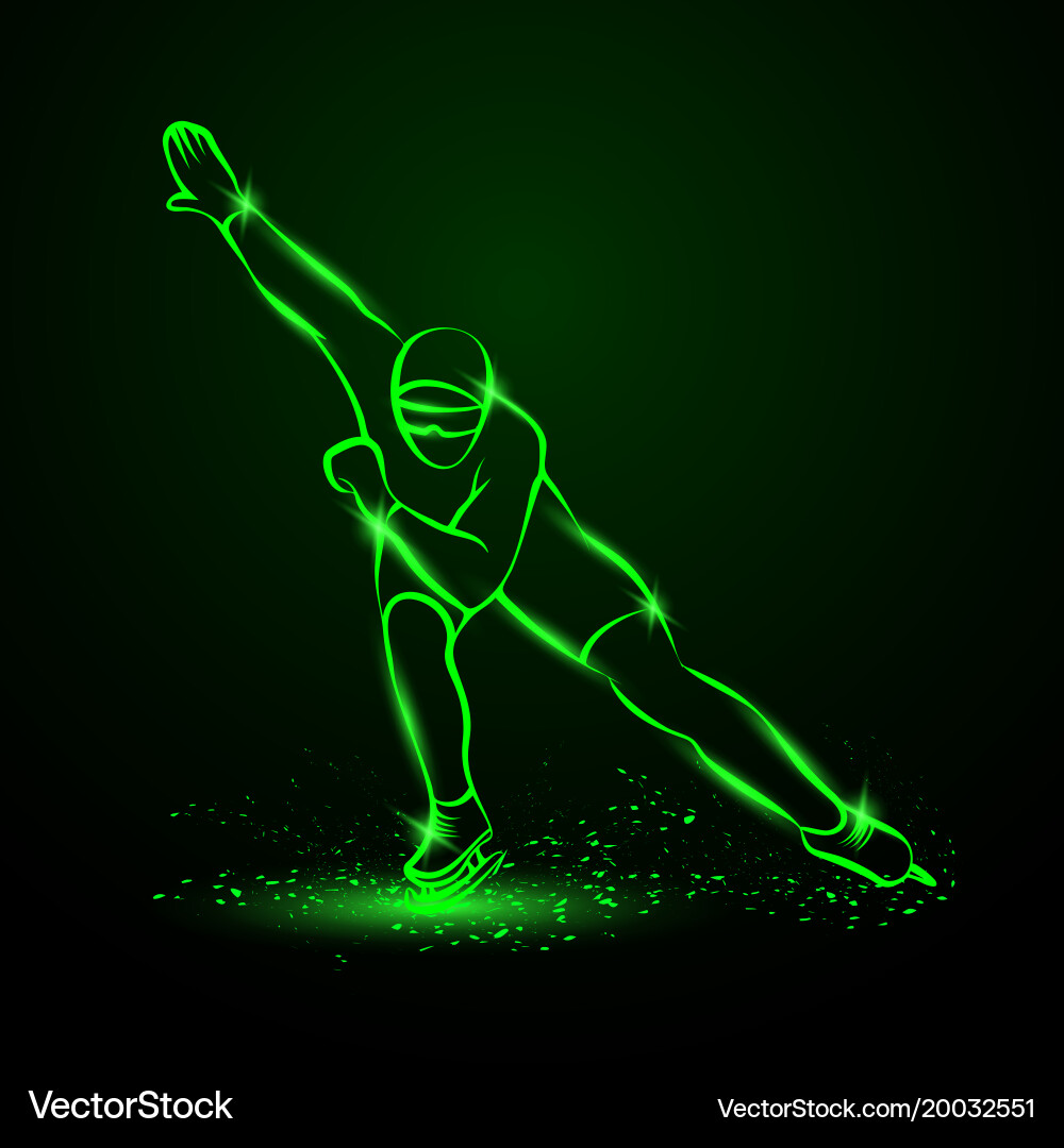 Speed skating neon winter sport Royalty Free Vector Image