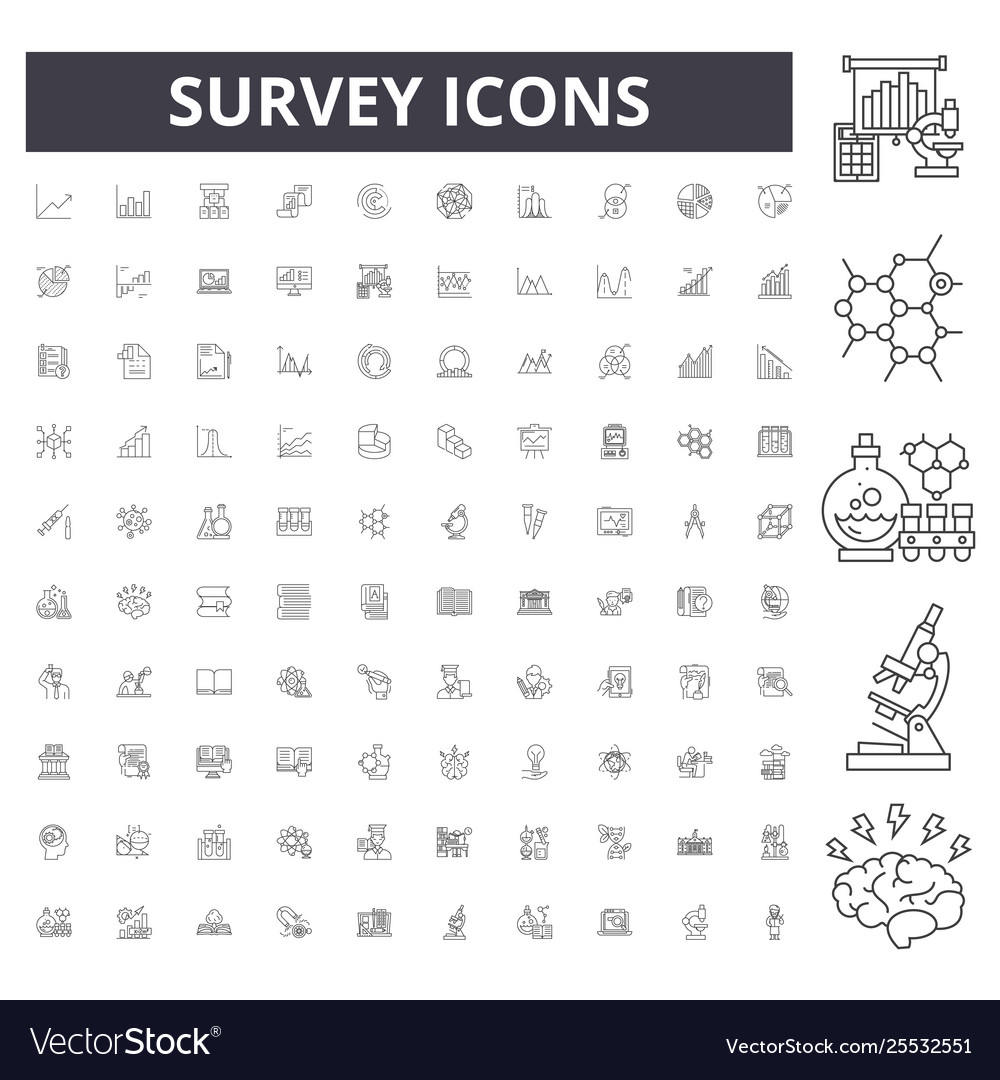 Survey line icons signs set outline Royalty Free Vector