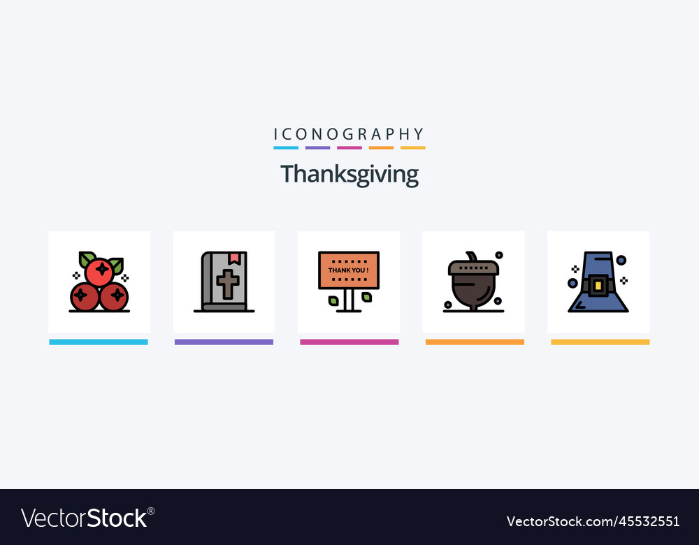 Thanksgiving line filled 5 icon pack including Vector Image