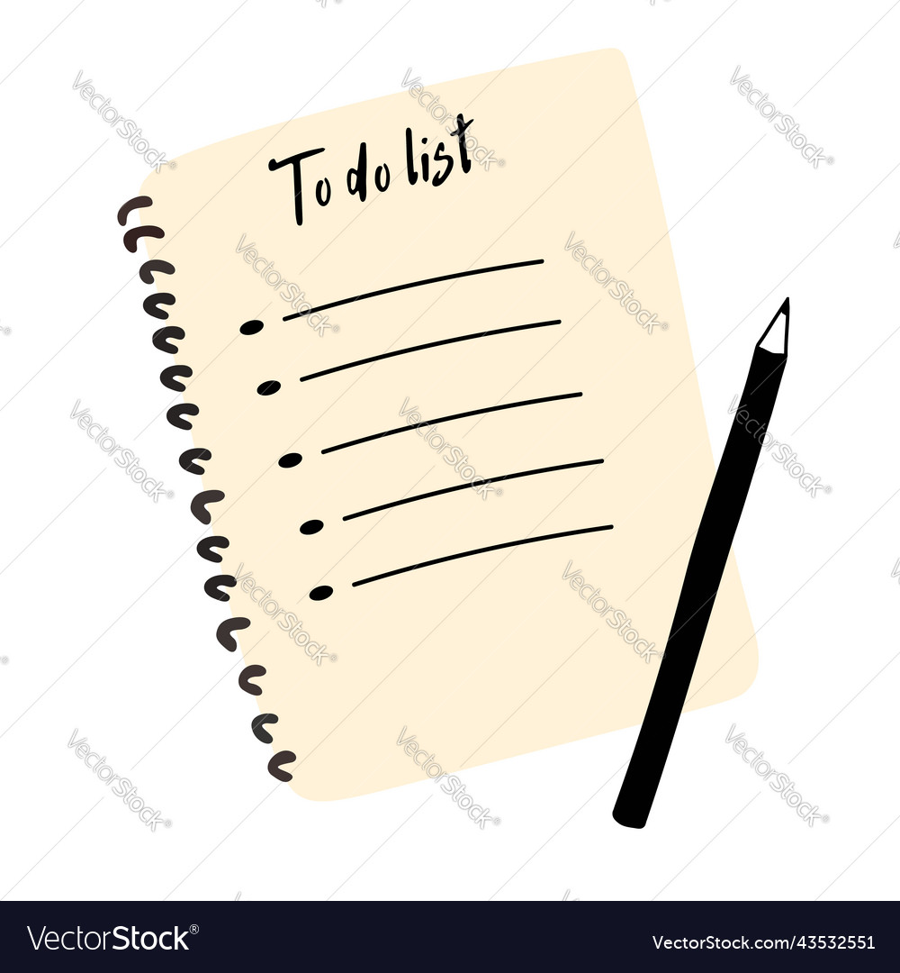 To do list notebook with pen isolated Royalty Free Vector