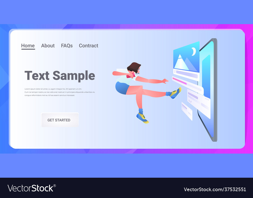 Woman Developer Creating Mobile Website Ui Web Vector Image