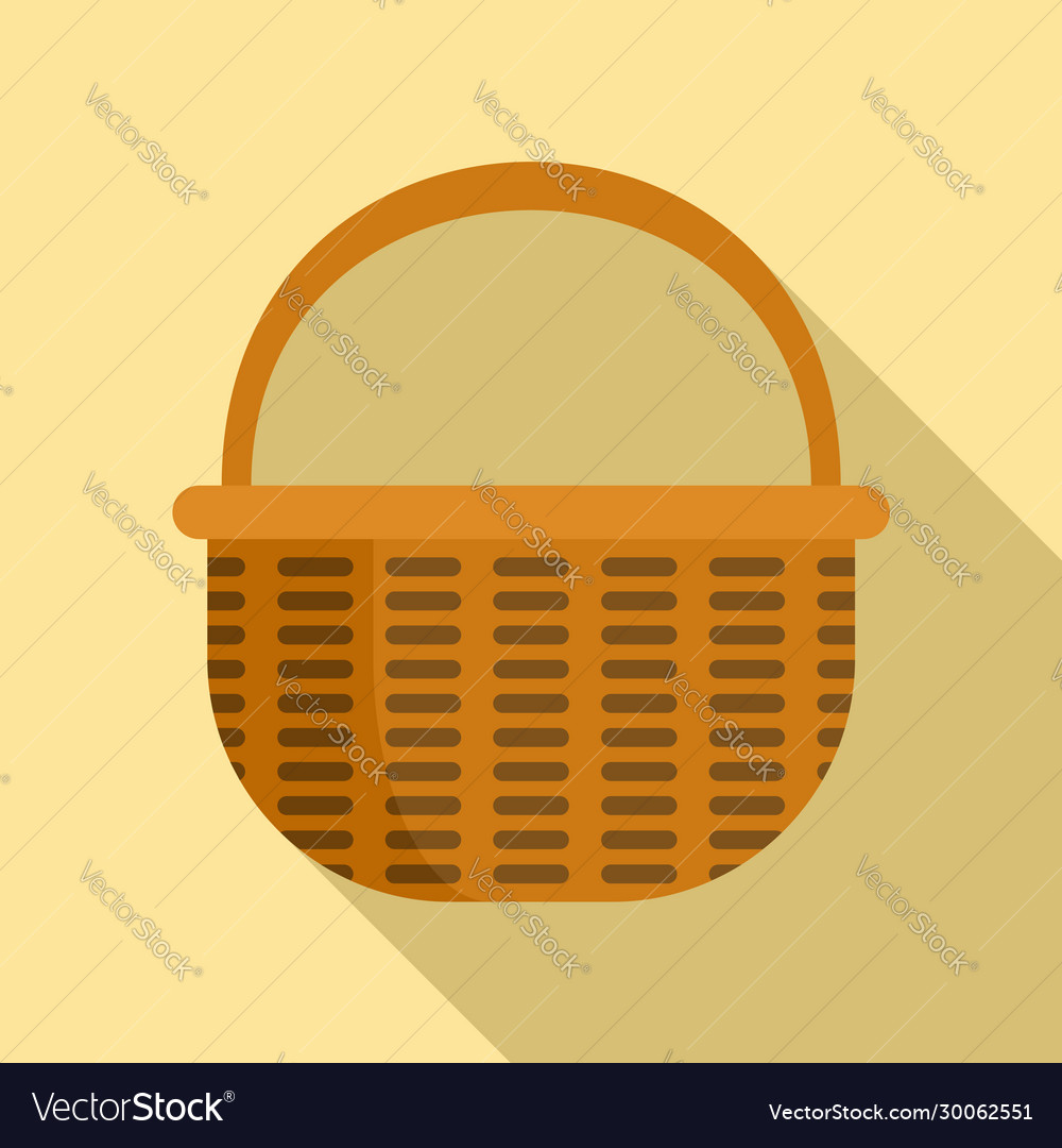 Wooden Wicker Icon Flat Style Royalty Free Vector Image