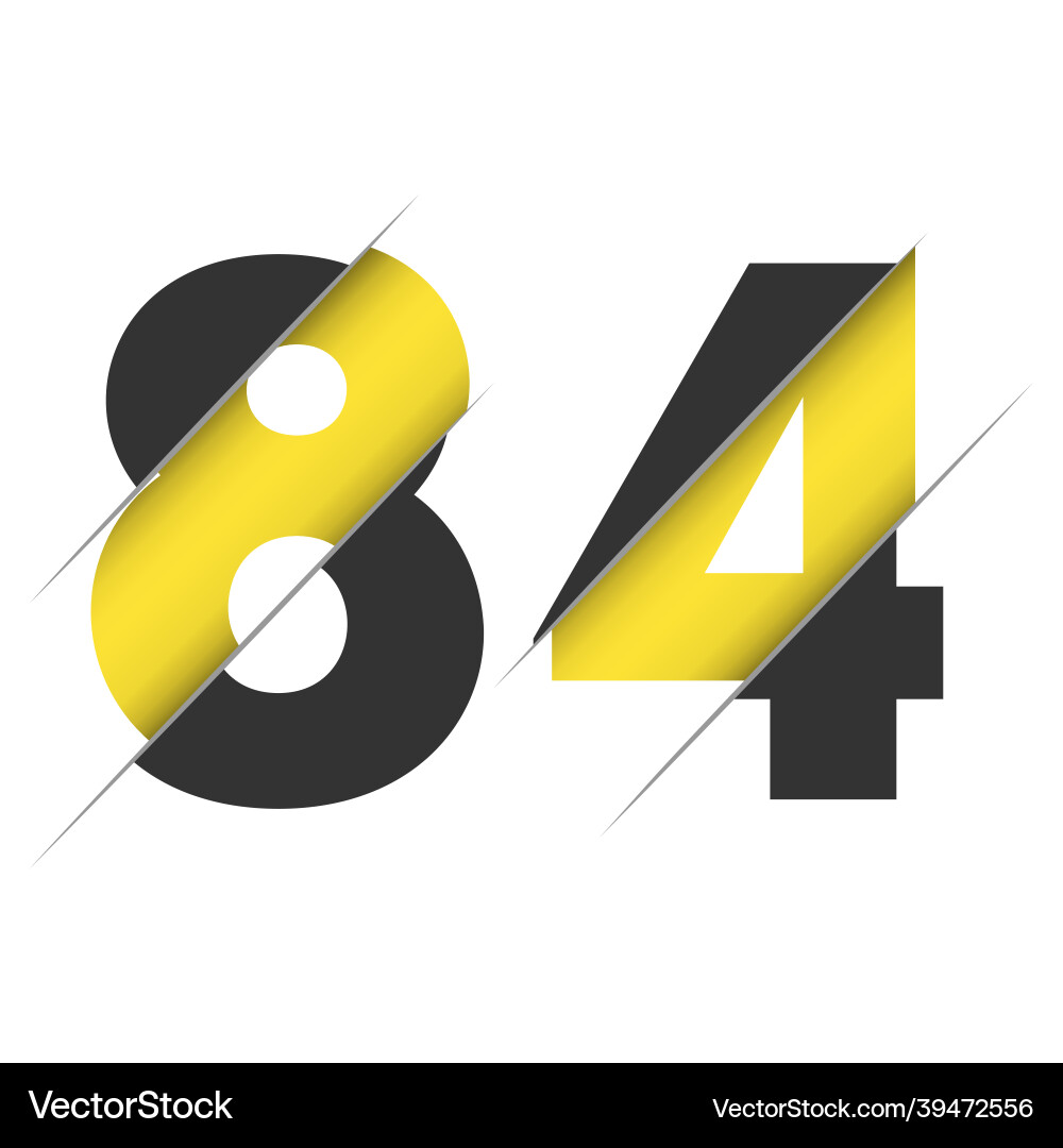 84 8 4 number logo design with a creative cut Vector Image