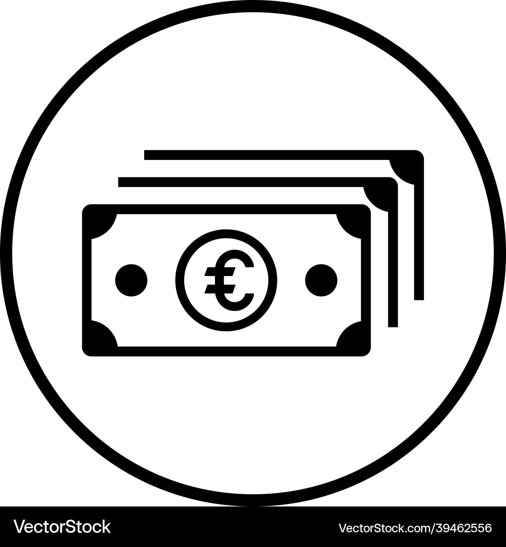 Bank notes euro banknotes icon black graphics Vector Image