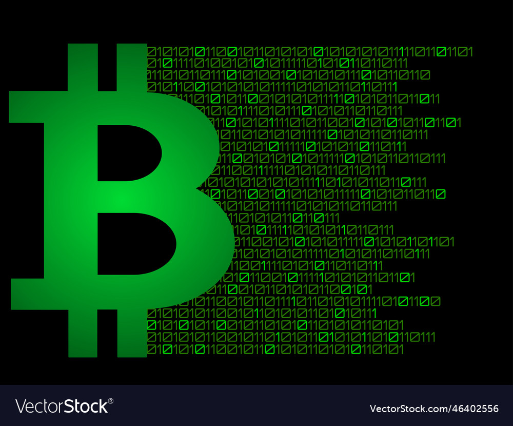 Bitcoin consisting of binary code technology Vector Image