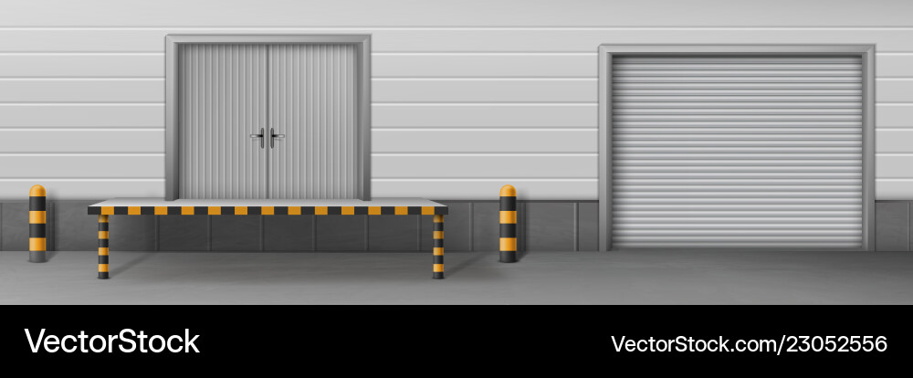 Business warehouse closed gates realistic Vector Image
