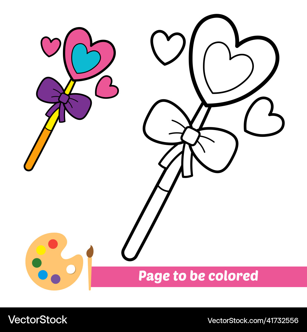Coloring book for kids magic stick Royalty Free Vector Image