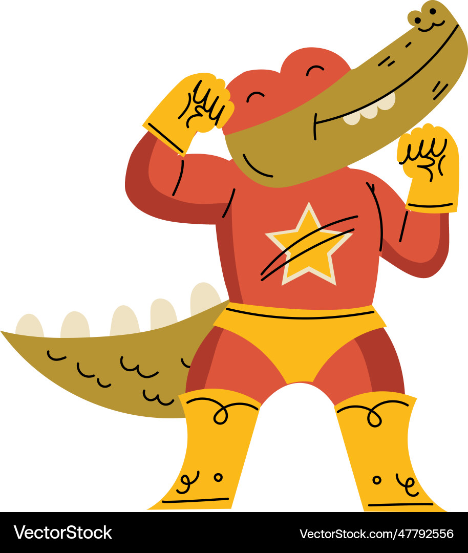 Crocodile animal superhero character dressed Vector Image