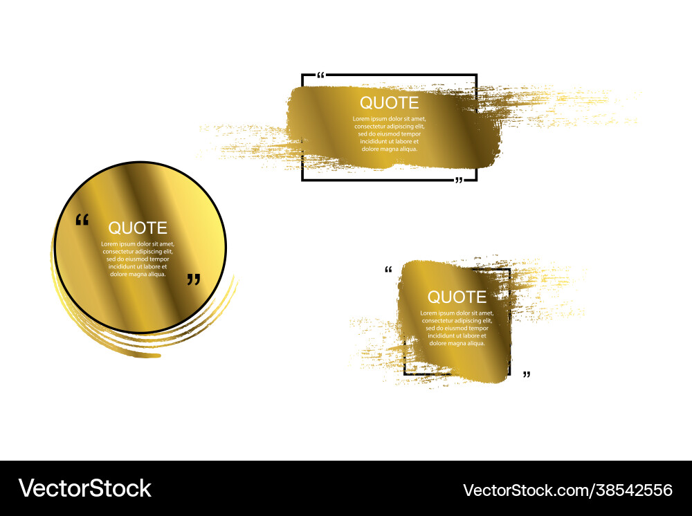 Golden quote box frame big set icon Royalty Free Vector