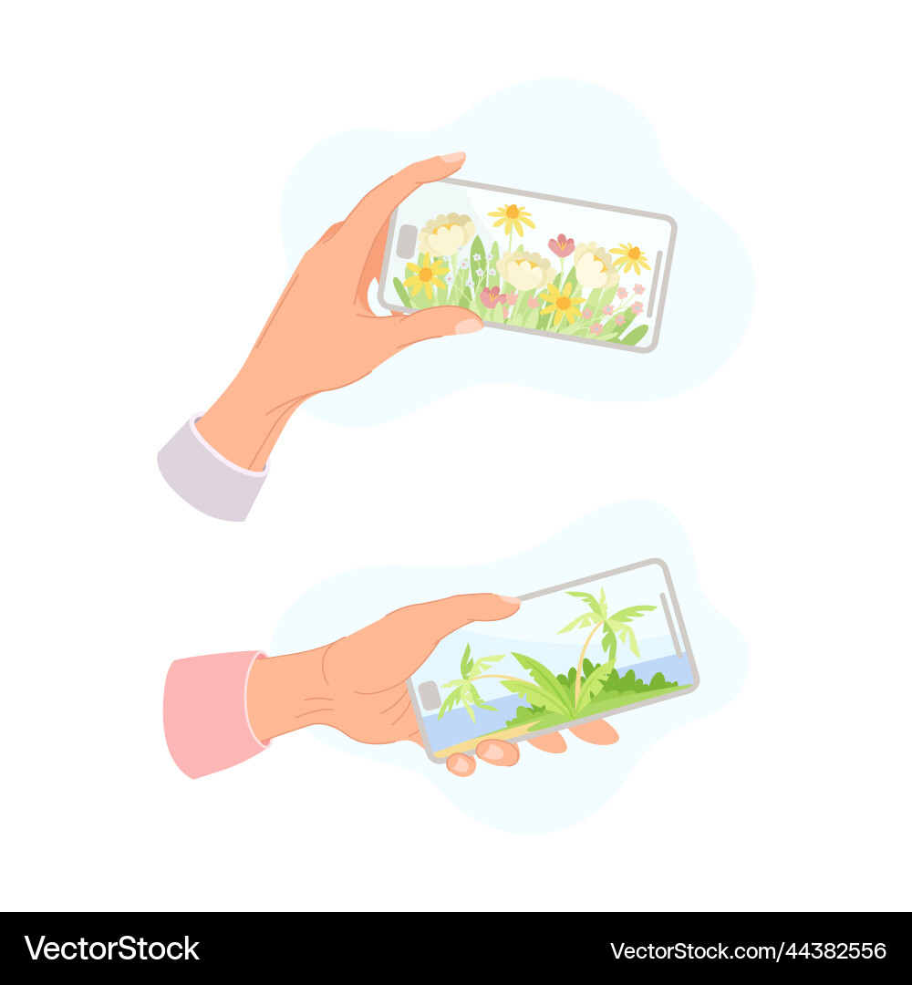 Hand holding smartphone recording video Royalty Free Vector