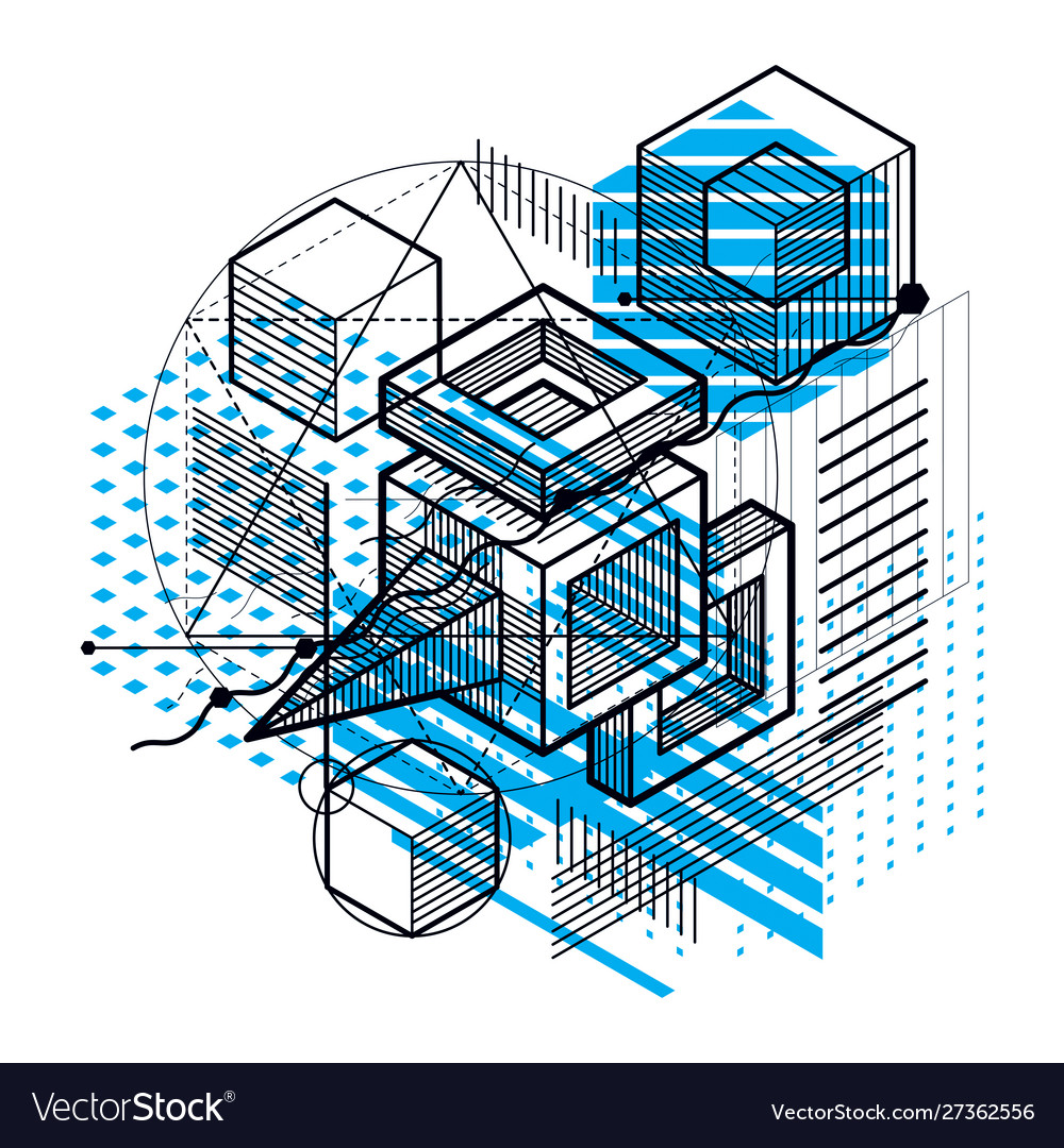 Isometric abstraction with lines and different Vector Image