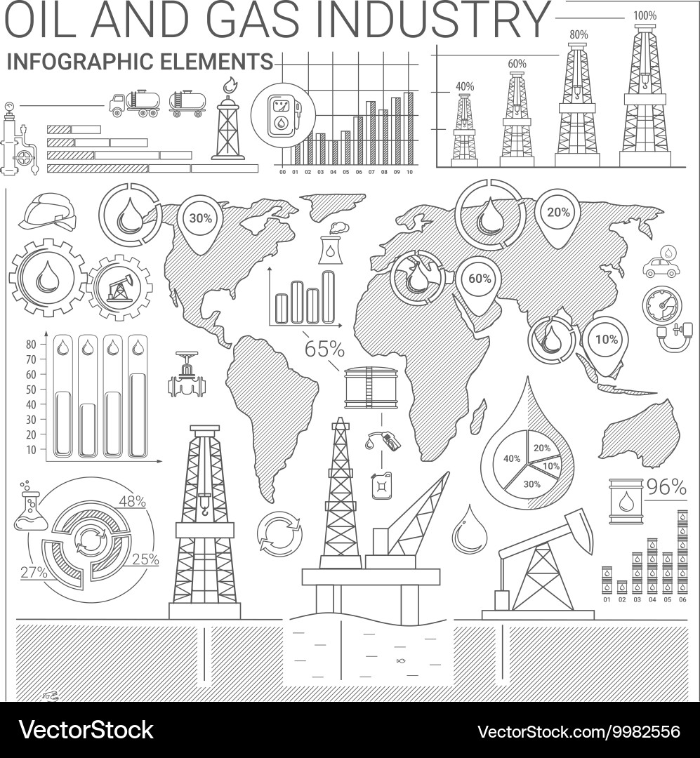 Oil and Gas Industry Infographic Elements Vector Image