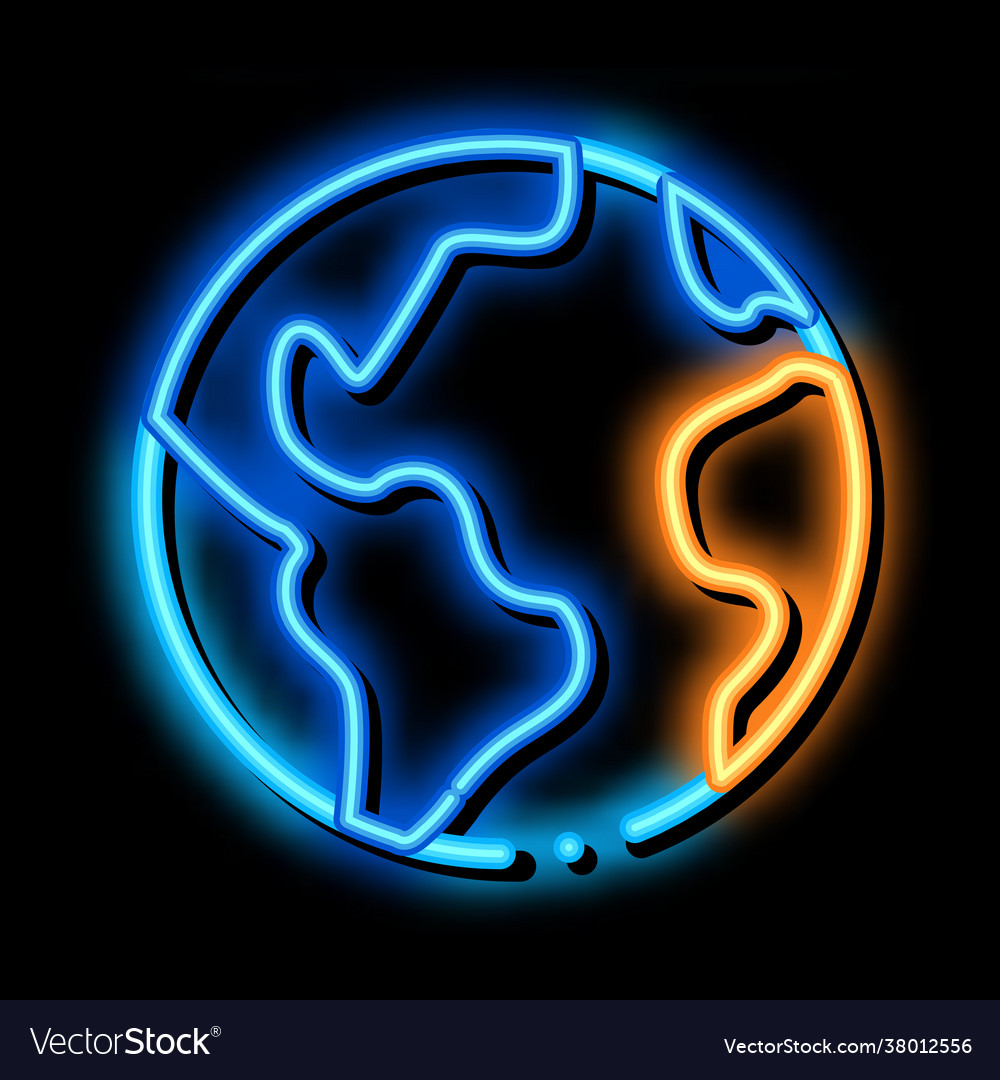 Planet earth globe neon glow icon Royalty Free Vector Image