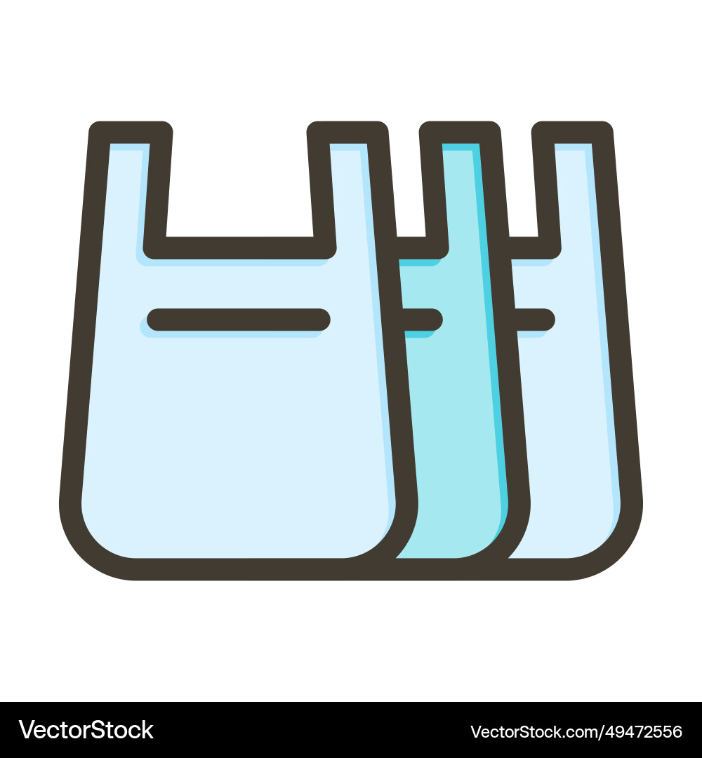 Plastic bags thick line filled colors icon Vector Image