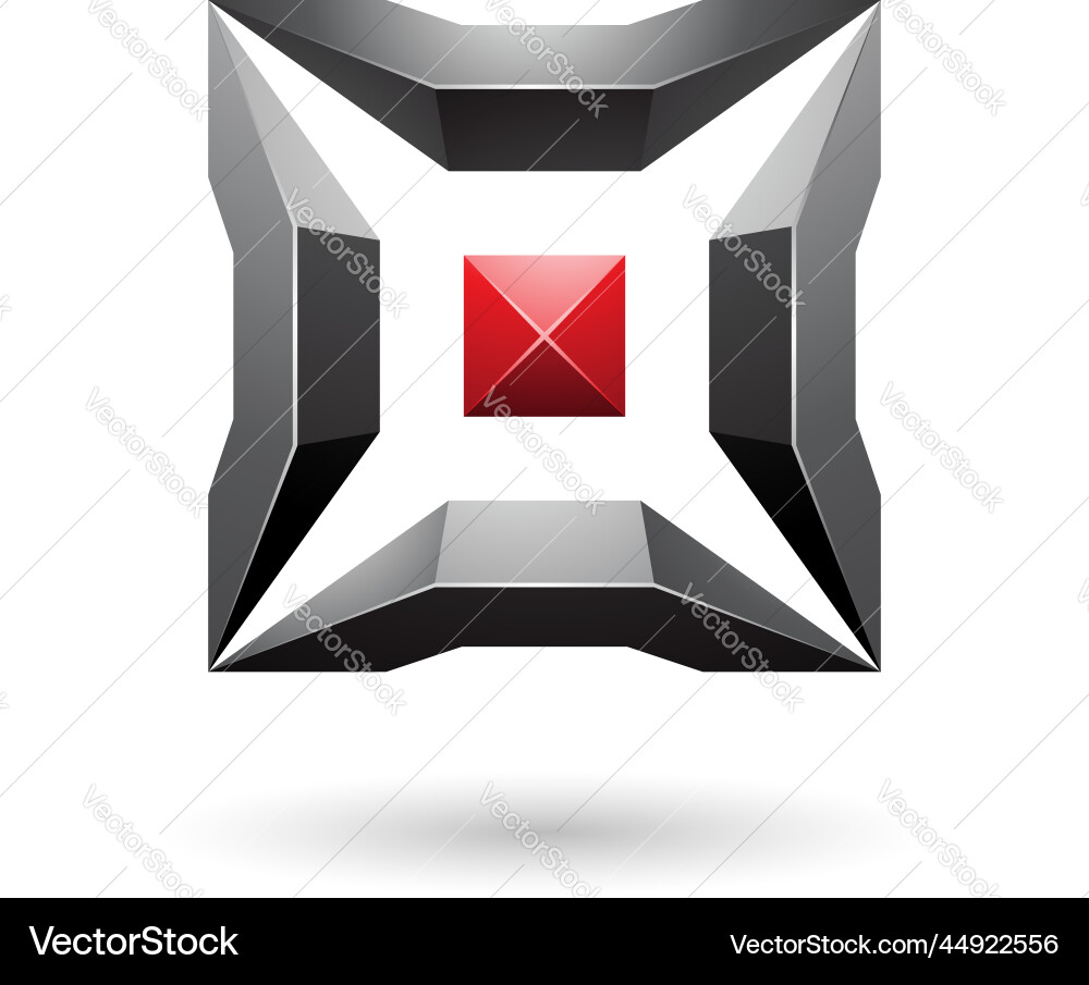 Red and black square with 3d glossy pieces Vector Image