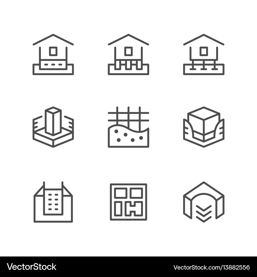 Set line icons house foundation Royalty Free Vector Image