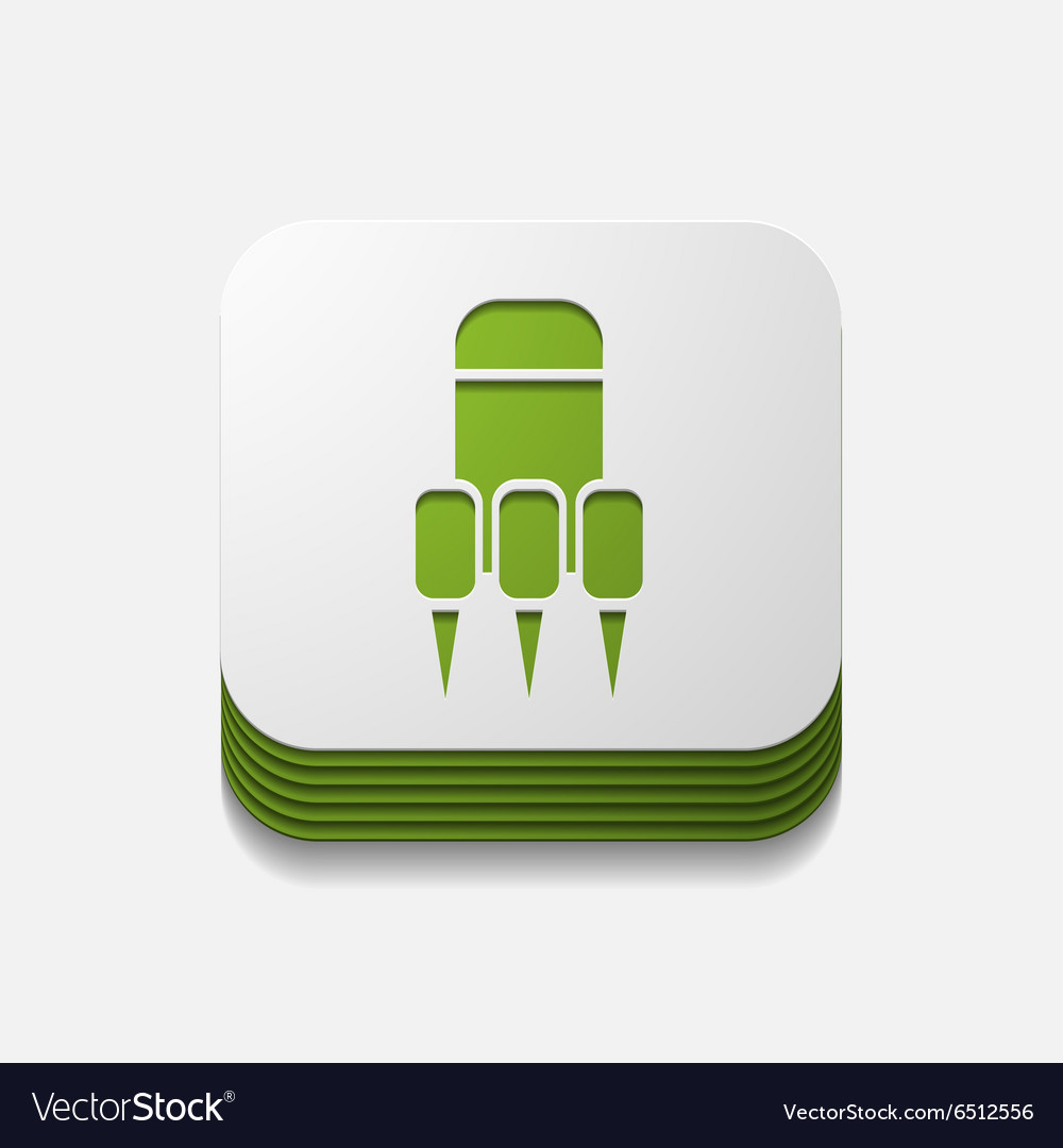 Square button rocket Royalty Free Vector Image