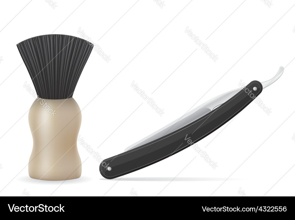 Straight razor and shaving brush Royalty Free Vector Image