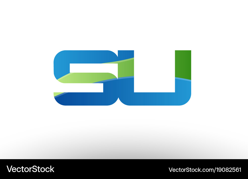 Blue green su s u alphabet letter logo Royalty Free Vector