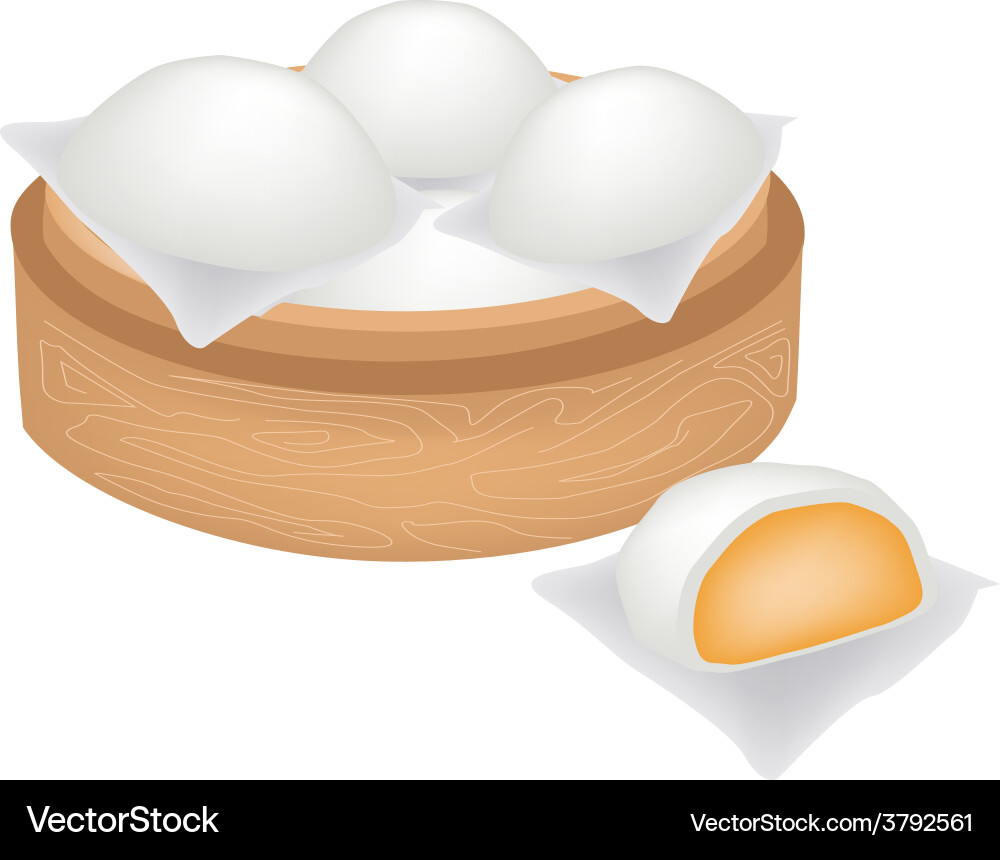 Chinese steamed bun and creamy stuff Royalty Free Vector