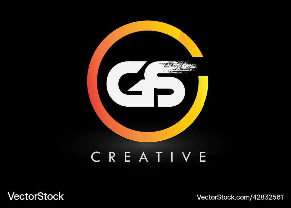 Circular white gs brush letter logo design Vector Image
