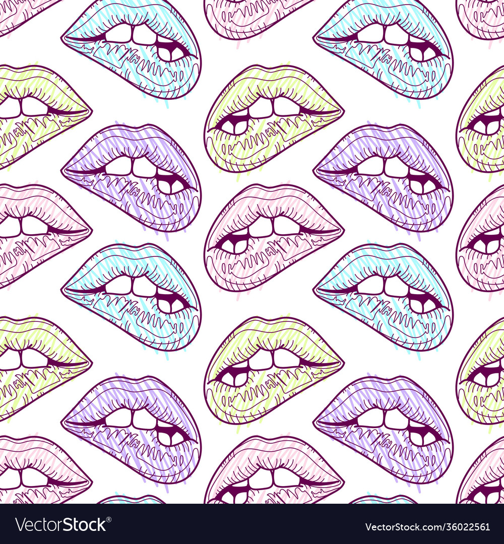 Colorful lips seamless pattern Royalty Free Vector Image