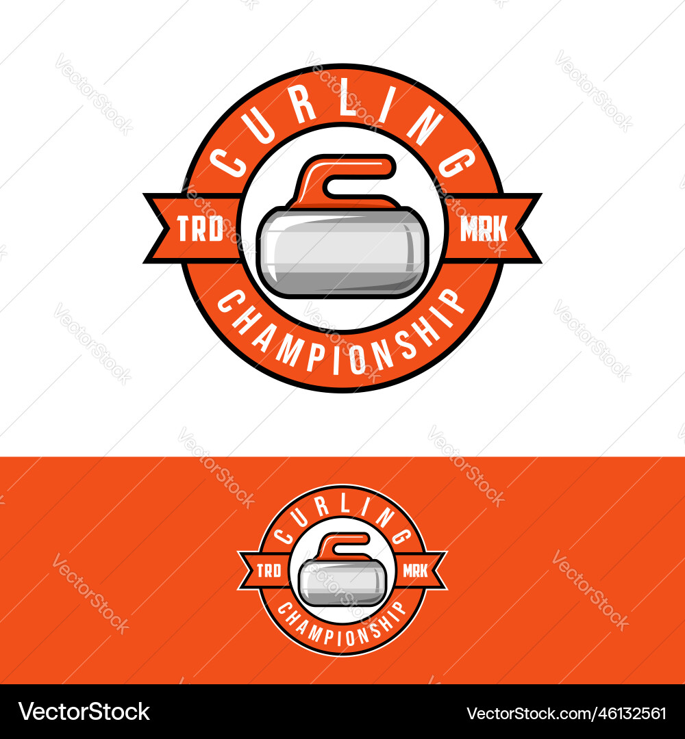Curling sport badge template Royalty Free Vector Image