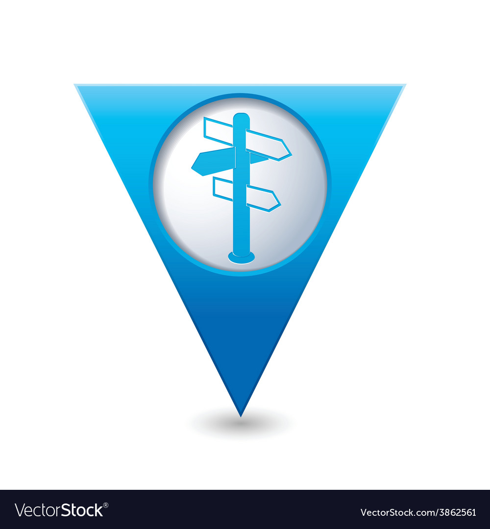 Direct BLUE triangular map pointer Royalty Free Vector Image