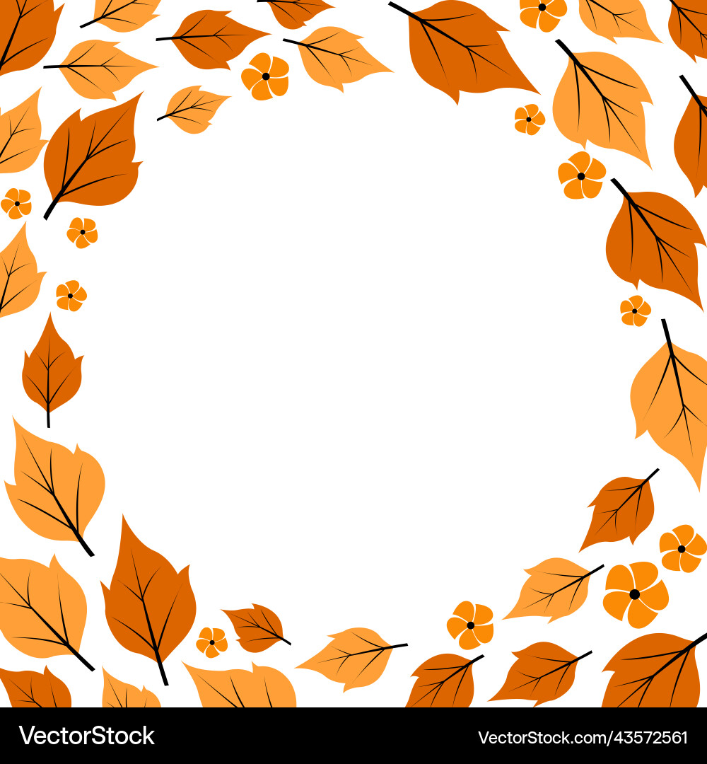 Fall leaves and flower frame for autumn Royalty Free Vector