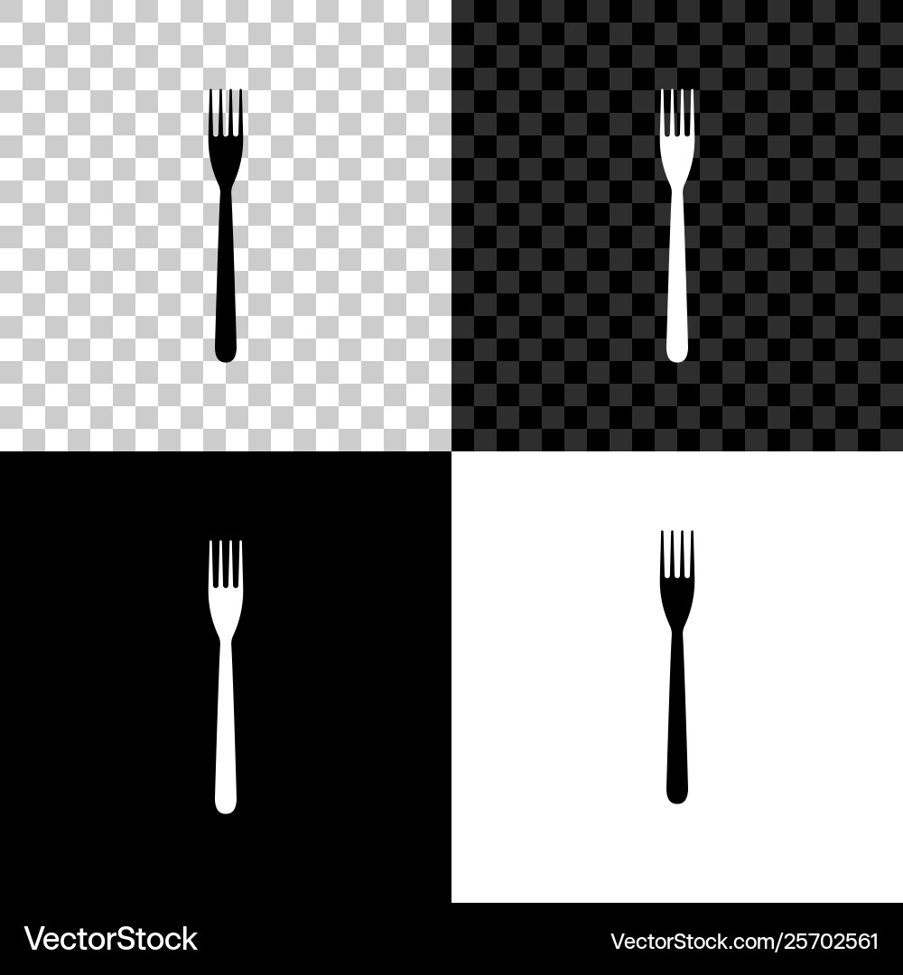 Fork icon isolated on black white and transparent Vector Image
