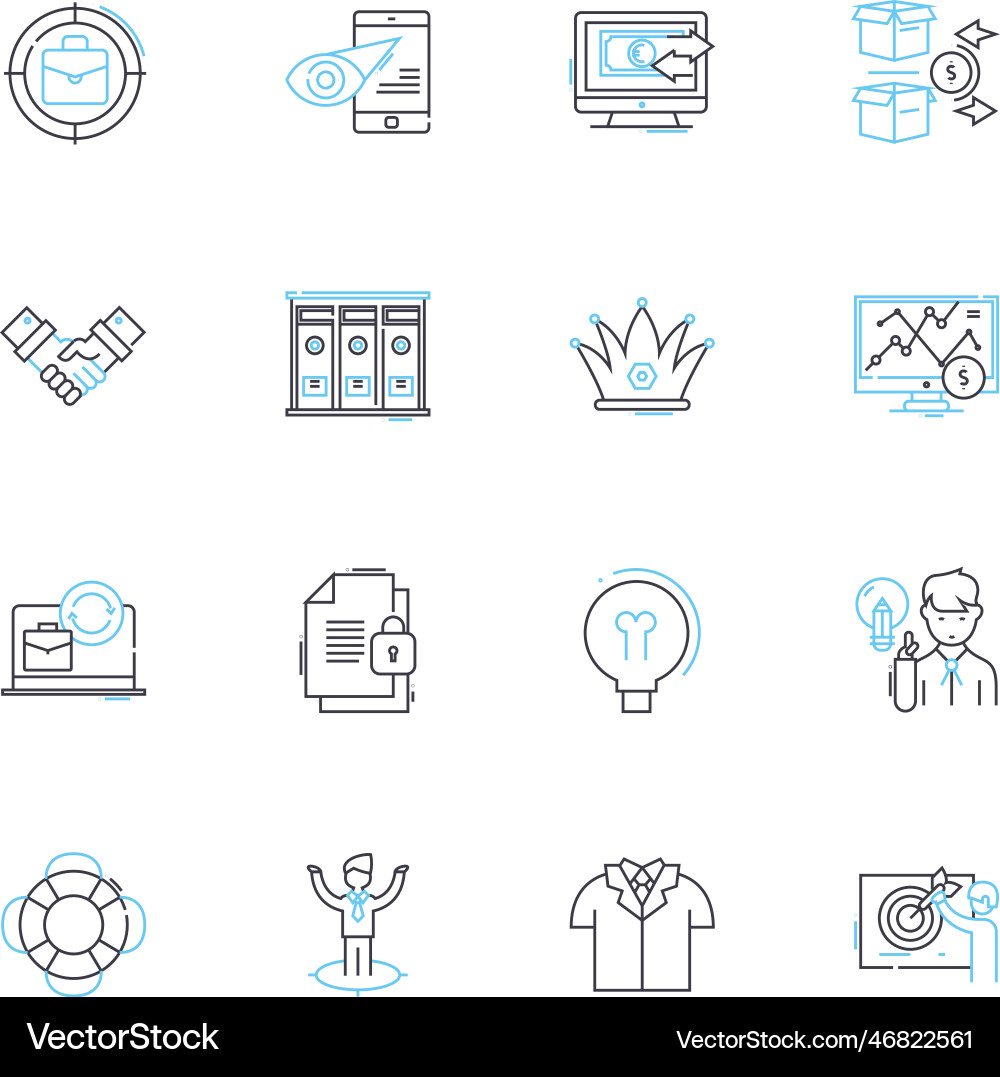 Investment approach linear icons set Royalty Free Vector