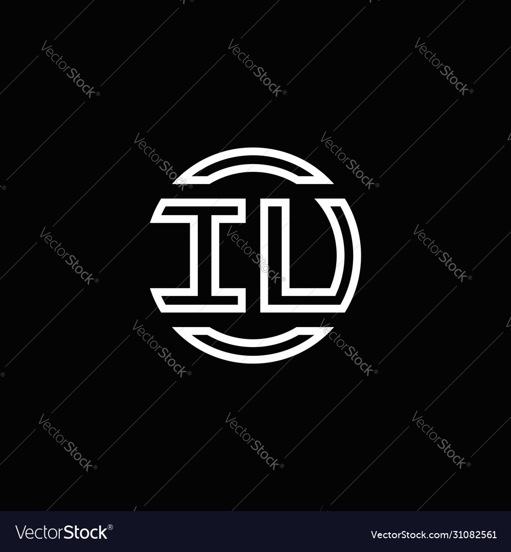 Iu logo monogram with negative space circle Vector Image